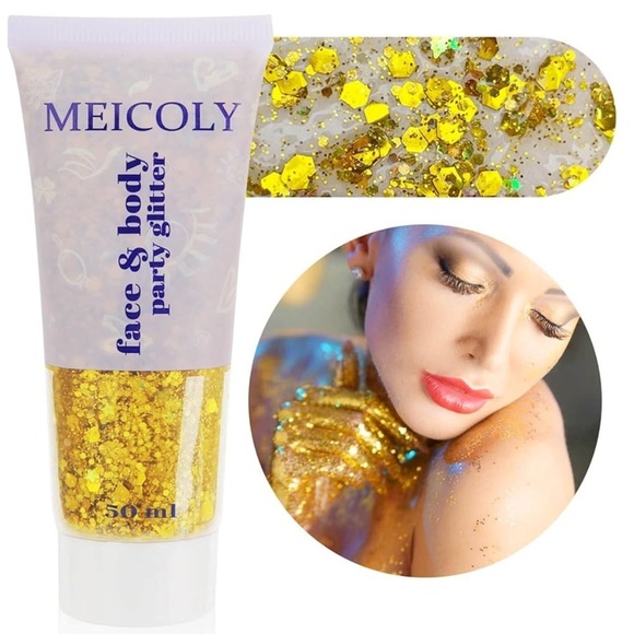 Makeup | Gold Face Body Glitter Festival Rave Edc Chunky Gold Glitter 5 ...